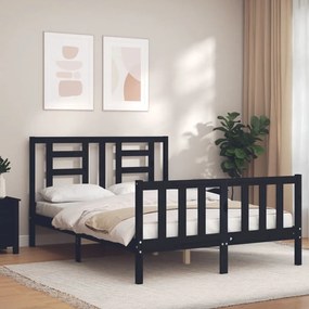 vidaXL Rám postele s čelem 120 x 200 cm masivní dřevo [3192877] Barva: Černá