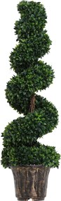 Umělý spirálový buxus Outsunny (Ø32cm x 120cm), Zelená dekorace pro interiér a exteriér, vč. květináče