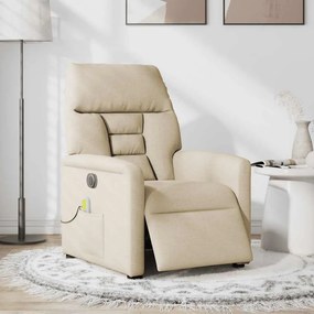 Elektrické masážní polohovací křeslo krémové textil 3303030