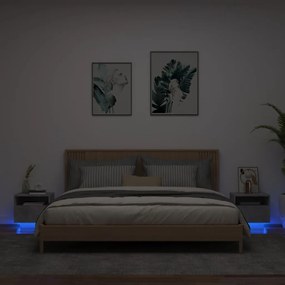 Noční stolky s LED osvětlením 2 ks betonově šedé 40x39x37 cm