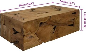 Konferenční stolek 90 x 50 x 30 cm pravý teak hnědý 244558