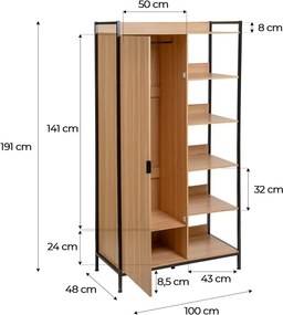 Otevřená šatní skříň v přírodní barvě 100x190x48 cm Armarios – Casa Selección