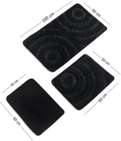 Černé koupelnové předložky v sadě 3 ks 100x60 cm Wave – Foutastic
