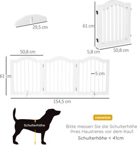 PawHut ohradník pro psy ochranný plot ohradník pro psy konfigurace ohradníku 3-dílný se dvěma podpěrnými nohami stabilní skládací MDF bílý 154,5x29,5…