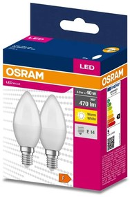 Osram | SADA 2x LED Žárovka B35 E14/4,9W/230V 3000K - Osram | P225545