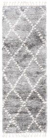 Kusový koberec shaggy Karo šedý atyp 70x300cm