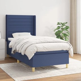 Box spring postel s matrací modrá 90x190 cm textil 3132039