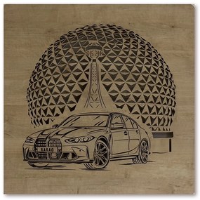 Li-Go "BMW" světelný obraz 230V 70x70cm provedení povrchu: ořech