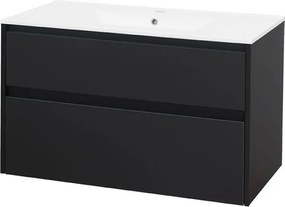 Mereo Mereo, Opto, koupelnová skříňka s keramickým umyvadlem 101 cm, bílá, dub, bílá/dub, černá, CN942