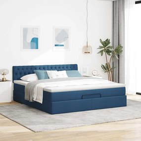 Osmanský rám postele s matrací modrá 160x200cm textil 3312408