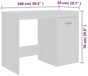 vidaXL Psací stůl bílý 100 x 50 x 76 cm dřevotříska