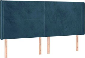 Box spring postel s matrací a LED tmavě modrá 200x200 cm samet 3139467
