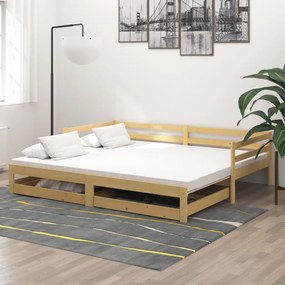 Výsuvná Válenda 2× (90 X 200 Cm) Masivní Borové Dřevo