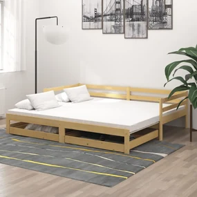 Výsuvná Válenda 2× (90 X 200 Cm) Masivní Borové Dřevo