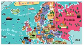 Malvis ® Dětský obraz Mapa Evropa Velikost: obdélník - 100x45 cm
