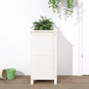 Zahradní truhlík bílý 40 x 40 x 78 cm masivní borové dřevo,  825276