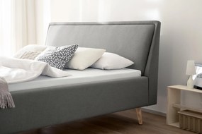 Čalouněná postel deria s úložným prostorem 140 x 200 cm světle šedá MUZZA
