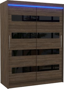 ADRK Furniture Posuvná skříň s lacobelem a LED osvětlením MARTINEZ 150 SW-MAR- CH+BL-150+L-V131