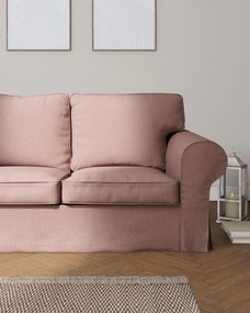 Potah na pohovku IKEA  Ektorp 3-místná, nerozkládací barva růžová látka pletený vzor