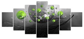 Obraz zelených abstraktních koulí (210x100 cm)
