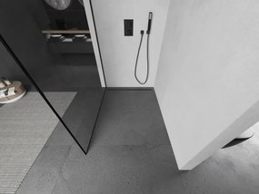 Mexen Kioto L, sprchová zástěna Walk-In 100 x 200 cm, 8mm čiré sklo černý vzor, ​​černý profil, 800-100-103-70-70