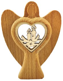 AMADEA Dřevěný anděl s vkladem - svíčky, masivní dřevo, výška 10 cm