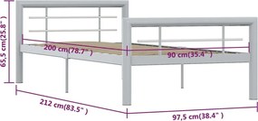 vidaXL Rám postele černý a bílý kov 90 x 200 cm [284556] Barva: Bílá a černá