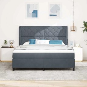 Postel s boxspringem s čelo Tmavě šedá 200 x 180 cm samet 3340995