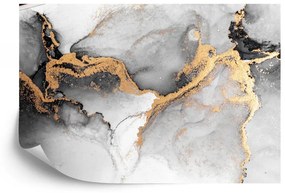 Fototapeta Black Gold Abstract Background Of Marble Liquid Ink Art Painting On Paper . Image Of Original Artwork Watercolor Alcohol Ink Paint On High Quality Paper Texture . Omyvatelný vlies 104x70.5