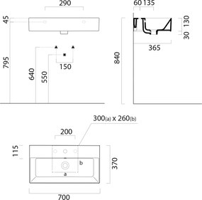 GSI Sapho, KUBE X keramické umyvadlo 70x37 cm, bílá ExtraGlaze