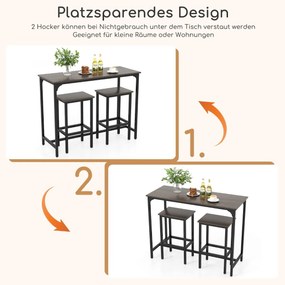 Costway 3 PCS. Jídelní stůl set s barovým stolem a amp; 2 stoličky průmyslový