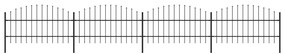vidaXL Marketos Zahradní plot s kopím nahoře ocelový 714,5 x 100 cm černý