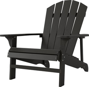 Outsunny venkovní odolné dřevěné adirondack křeslo — vysoké opěradlo, široké loketní opěrky, černé, 78 × 89 × 88 cm | Aosom