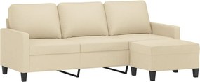 3místná pohovka s podnožkou krémová 180 cm textil 3201039
