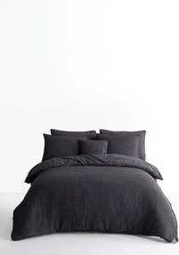 Antracitové povlečení na dvoulůžko/prodloužené z bavlny Renforcé 240x220 cm Waffle Striped – Mila Home Luxury