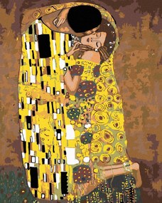zuty malování podle čísel - polibek (gustav klimt), 40x50 cm, bez rámu a bez vypnutí plátna