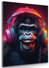 Obraz gorila se sluchátky - 40x60