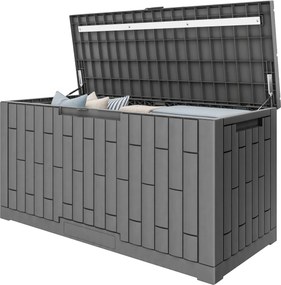 Outsunny Zahradní úložný box 379 l, šedý dekor dřeva