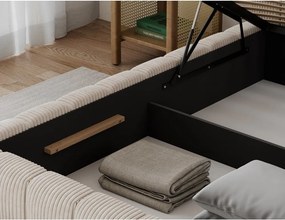 Béžová čalouněná jednolůžková postel s úložným prostorem s roštem 90x200 cm Lamica – ELTAP