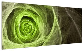 Abstraktní obraz zelené růže (100x40 cm)