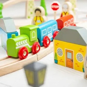 Bigjigs Rail Dřevěná vláčkodráha město a vesnice / 101 dílů / od 3 let