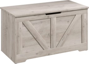 HOMCOM úložný truhla do ložnice 100 L, sedací truhla s víkem, bezpečnostní panty, 80x40x45 cm, šedá