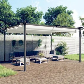 Zahradní altán se zatahovací střechou 4 x 3 m krémový 318537