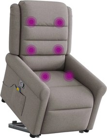 Zvedací masážní polohovací křeslo taupe textil 3303331