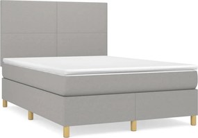 Box spring postel s matrací světle šedá 140 x 190 cm textil 3142169