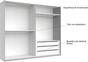 Skříň-šatna 2,5x2,1m (Dveře Lesklé Bílé), série N Family