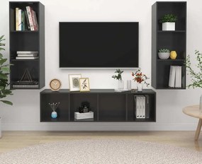 vidaXL 3dílný set TV skříněk kompozitní dřevo [3079749] Barva: šedá s vysokým leskem