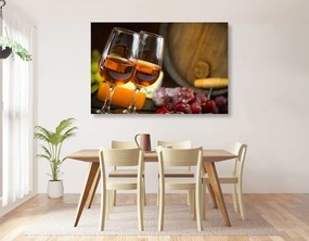 Obraz dvě sklenice růžového vína - 120x80 cm
