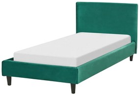 Sametová postel 90 x 200 cm tmavě zelená FITOU Beliani