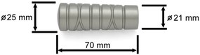 GARNÝŽE-HEBR Garnýž Torino matná stříbrná dvojitá 100 cm